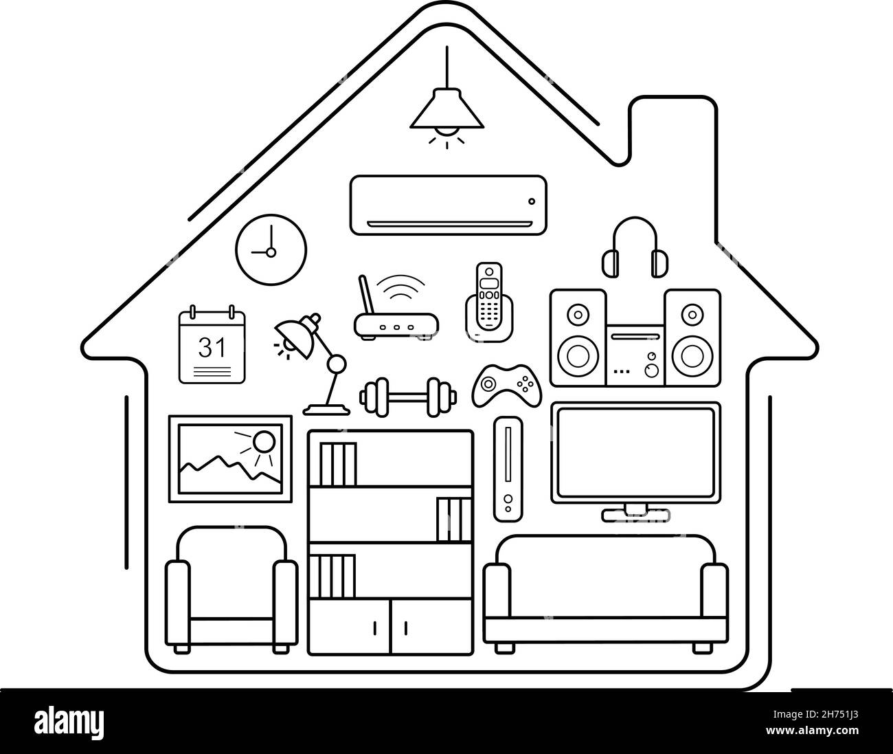 Console in modern interior Stock Vector Images - Alamy