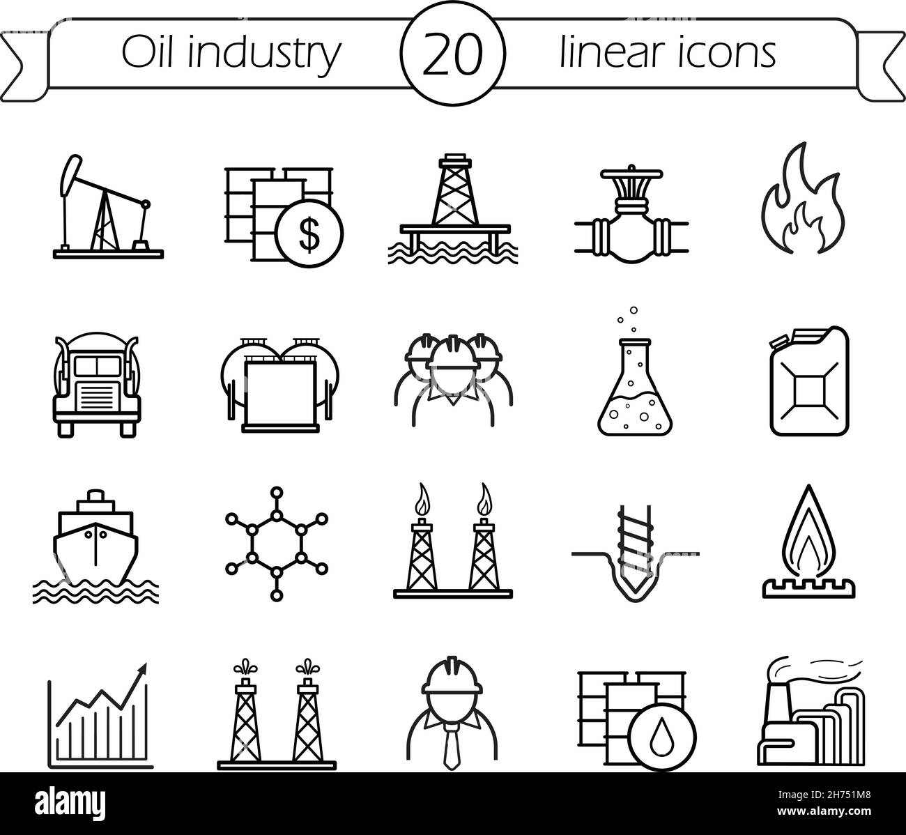 Oil industry linear icons set Stock Vector Image & Art - Alamy