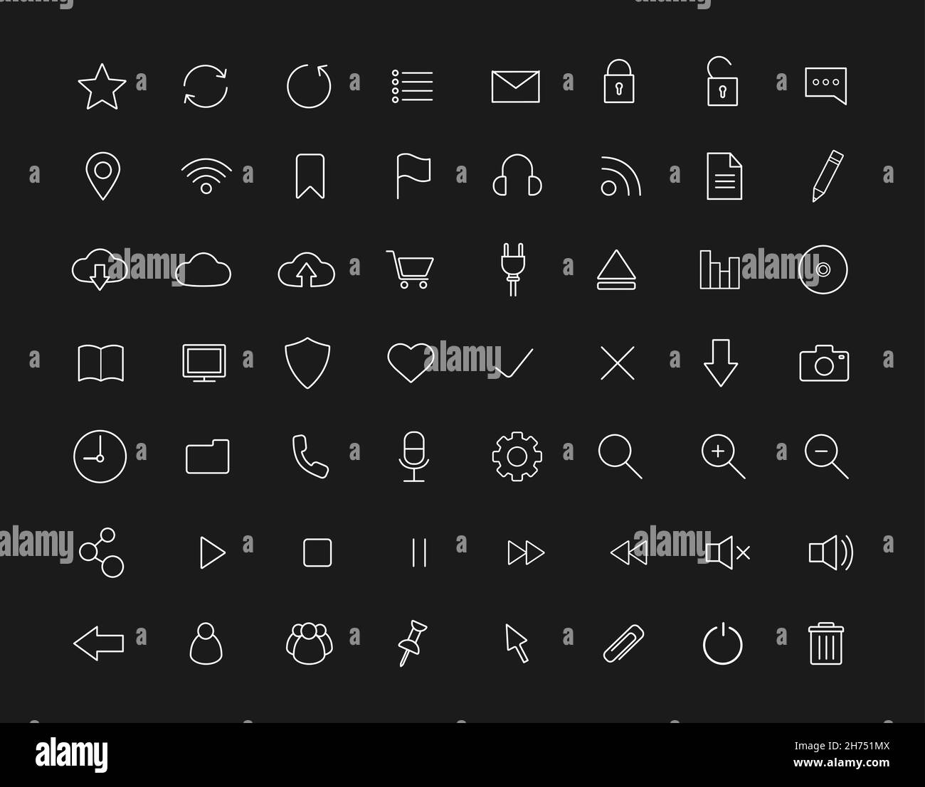 Digital linear icons set. Black Stock Vector Image & Art - Alamy