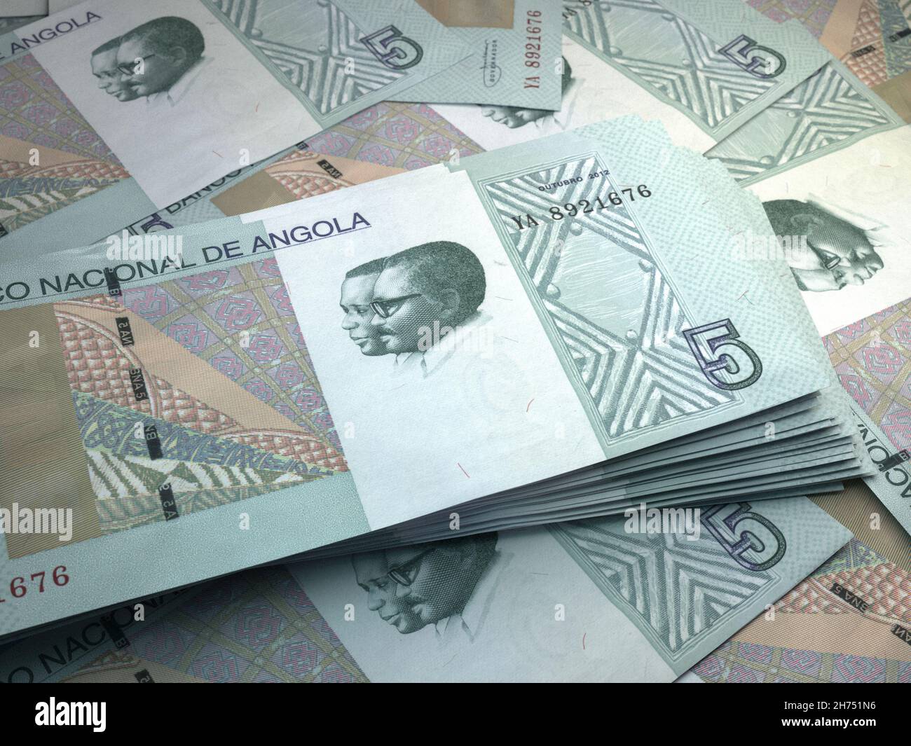 Money of Angola. Kwanza bills. AOA banknotes. 5 Portuguese. Business ...