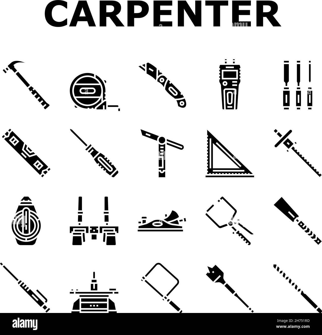 Carpenter Tool And Accessory Icons Set Vector Stock Vector Image & Art ...
