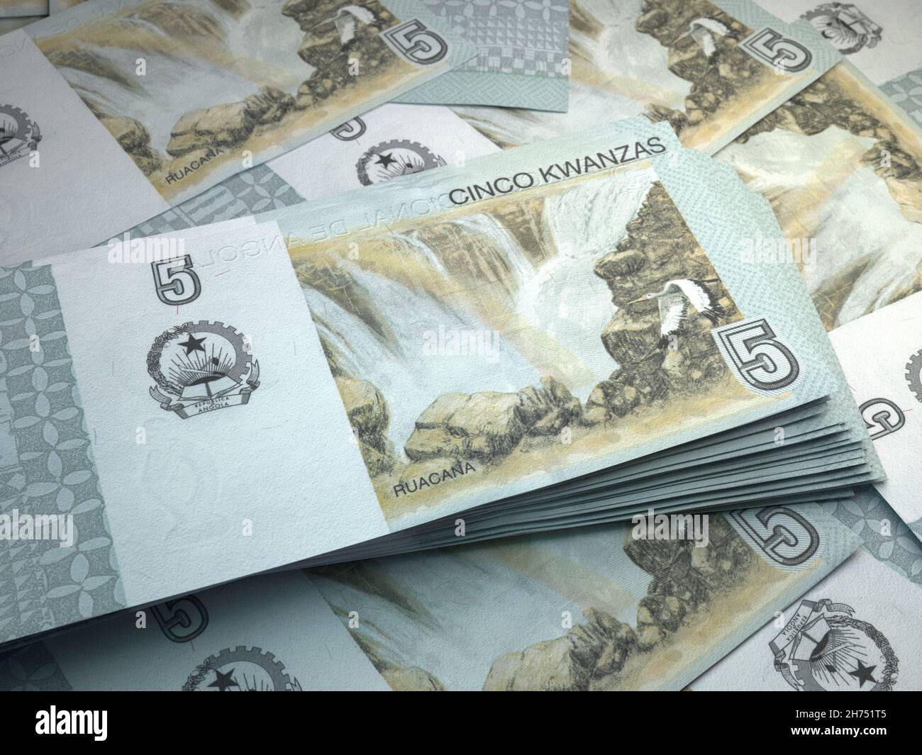 Money of Angola. Kwanza bills. AOA banknotes. 5 Portuguese. Business ...