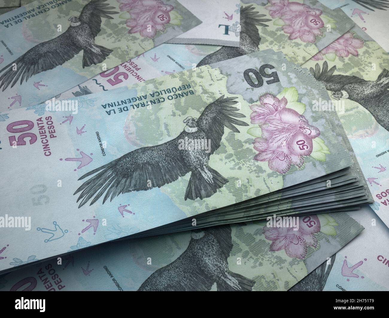 Money of Argentina. Argentine peso bills. ARS banknotes. 50 pesos ...