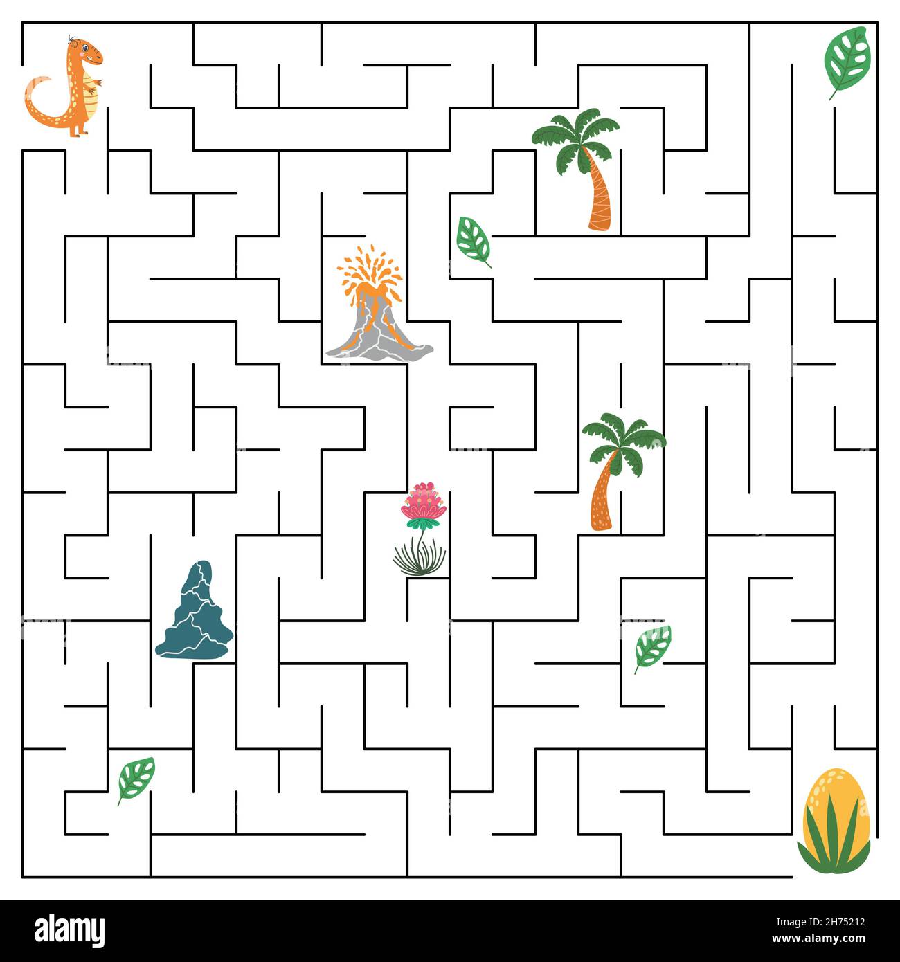 Help dinosaur find path to nest. Labyrinth. Maze game for kids Stock ...