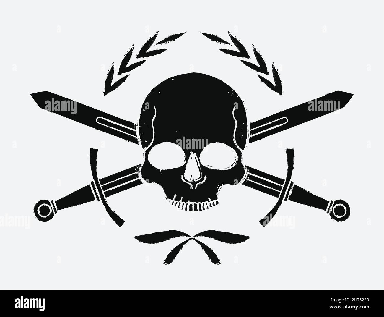 Skull and crossed sword medieval black emblem Stock Vector Image & Art ...