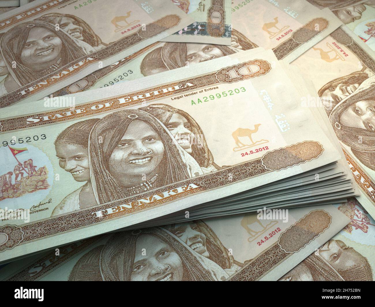 Money of Eritrea. Nakfa bills. ERN banknotes. 10 Afar. Business ...