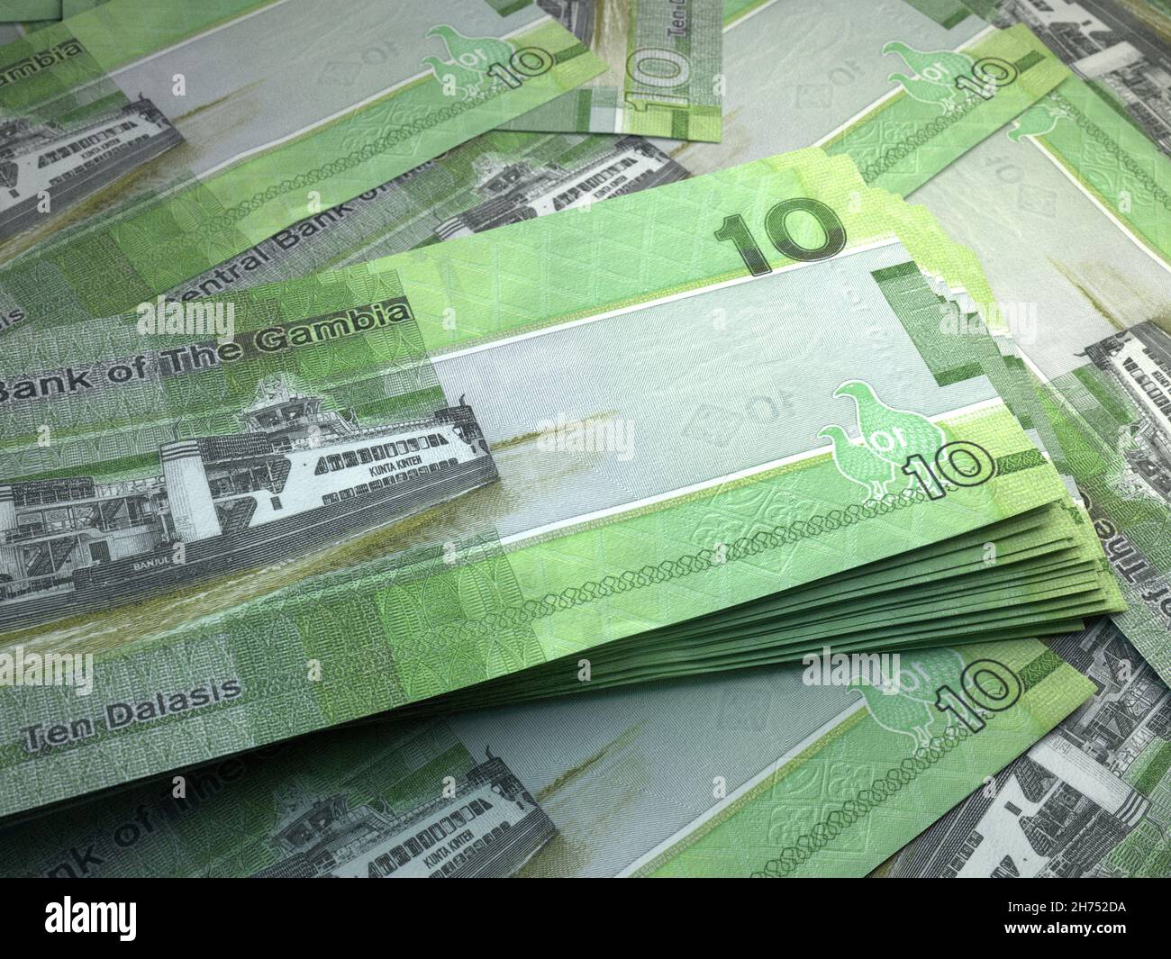 Money of Gambia. Gambian dalasi bills. GMD banknotes. 10 dalasis ...