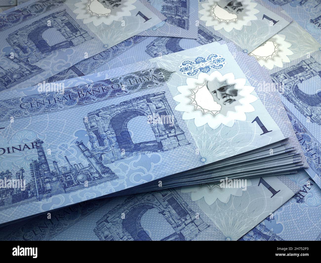 Money of Libya. Libyan dinar bills. LYD banknotes. 1 dinars. Business ...
