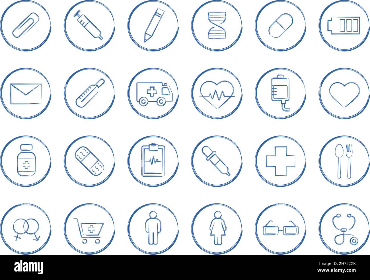 Medicine pen drawing linear icons Stock Vector Image & Art - Alamy