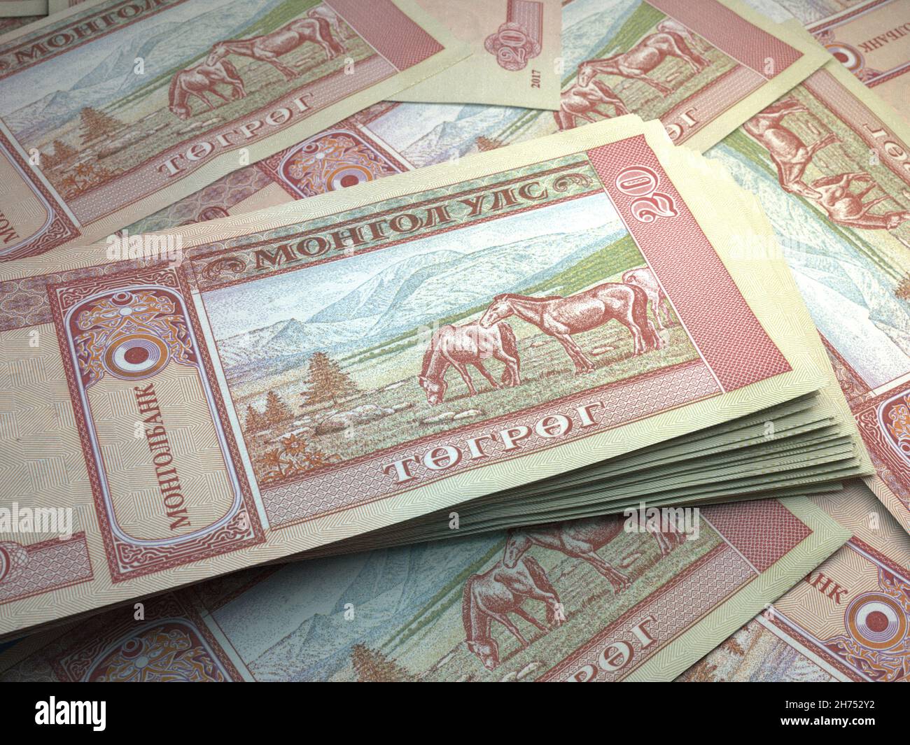 Money of Mongolia. Mongolian tugrik bills. MNT banknotes. 20 togrog ...