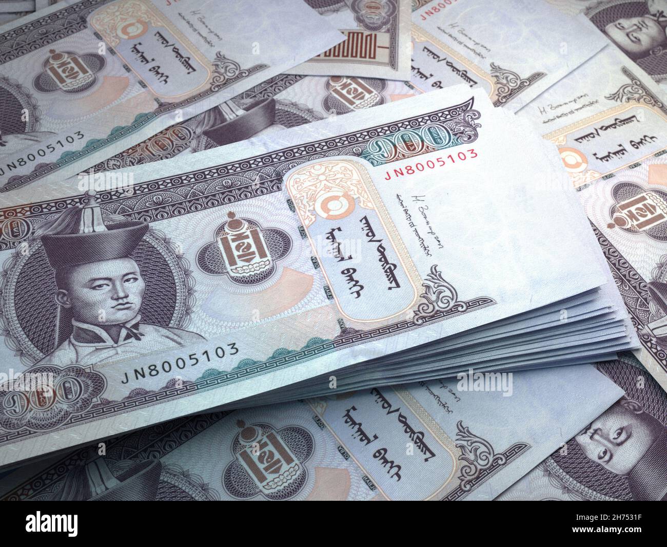 Money of Mongolia. Mongolian tugrik bills. MNT banknotes. 100 togrog ...