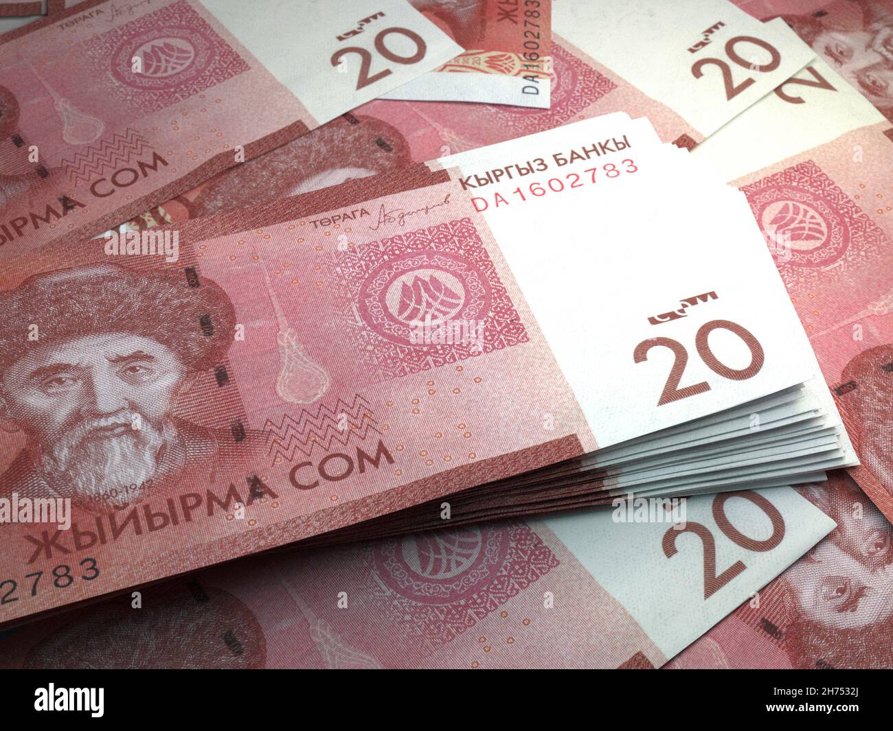 Money of Kyrgyzstan. Som bills. KGS banknotes. 20 Kirghiz. Business ...