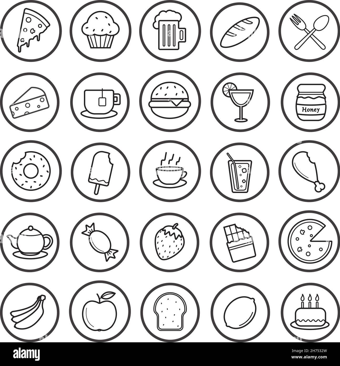 Food cooking drinks linear Stock Vector Images - Alamy