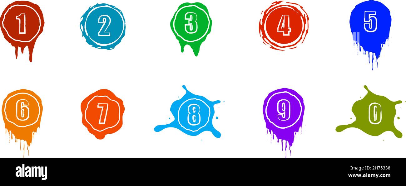 Vector paint splashes with numbers. Color Stock Vector Image & Art - Alamy