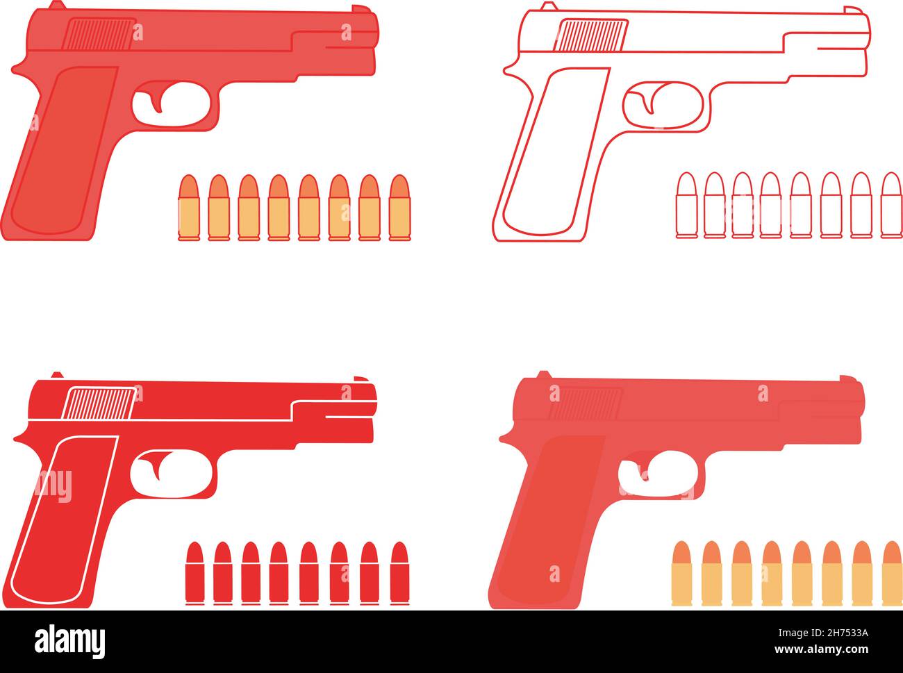 9mm pistols set with bullets Stock Vector Image & Art - Alamy