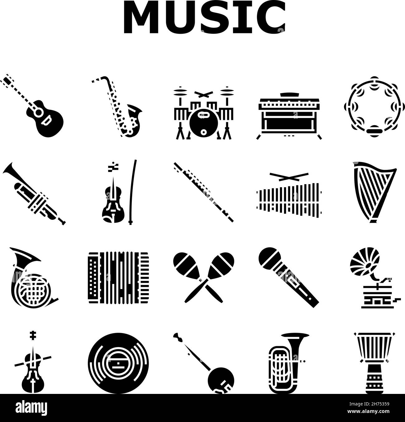 Music Instruments Performance Icons Set Vector Stock Vector Image & Art ...