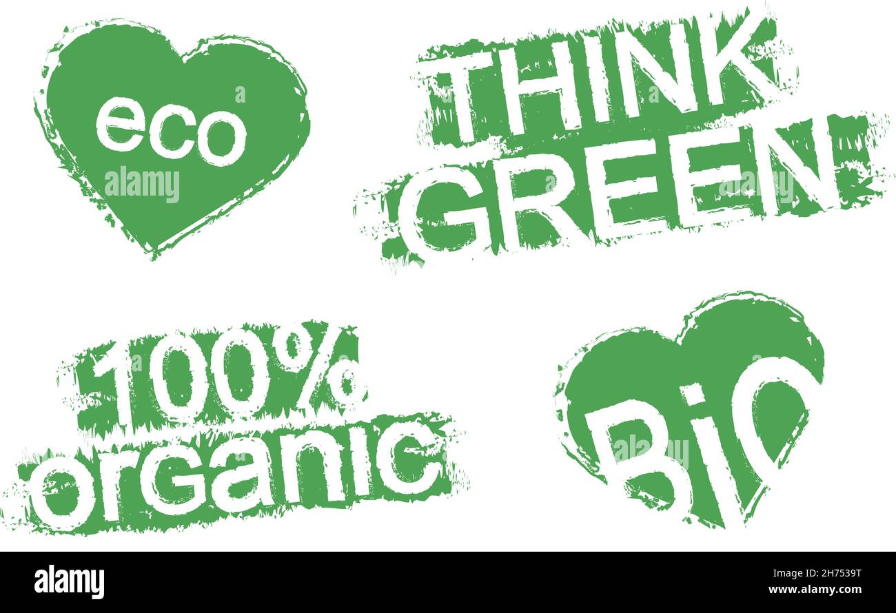 Grunge scratch green organic product stamps Stock Vector Image & Art ...