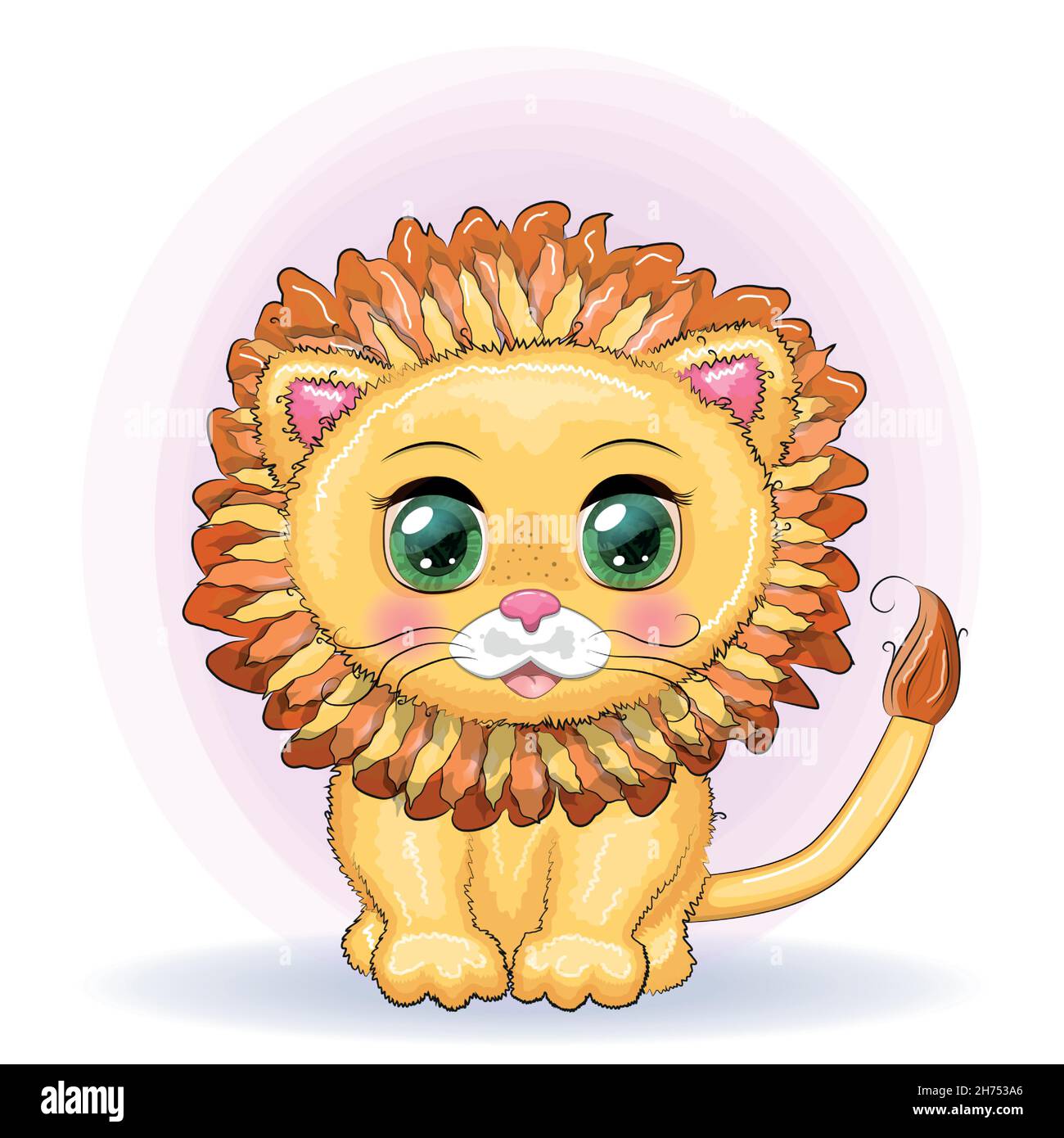 Cartoon lion with expressive eyes. Wild animals, character, childish ...