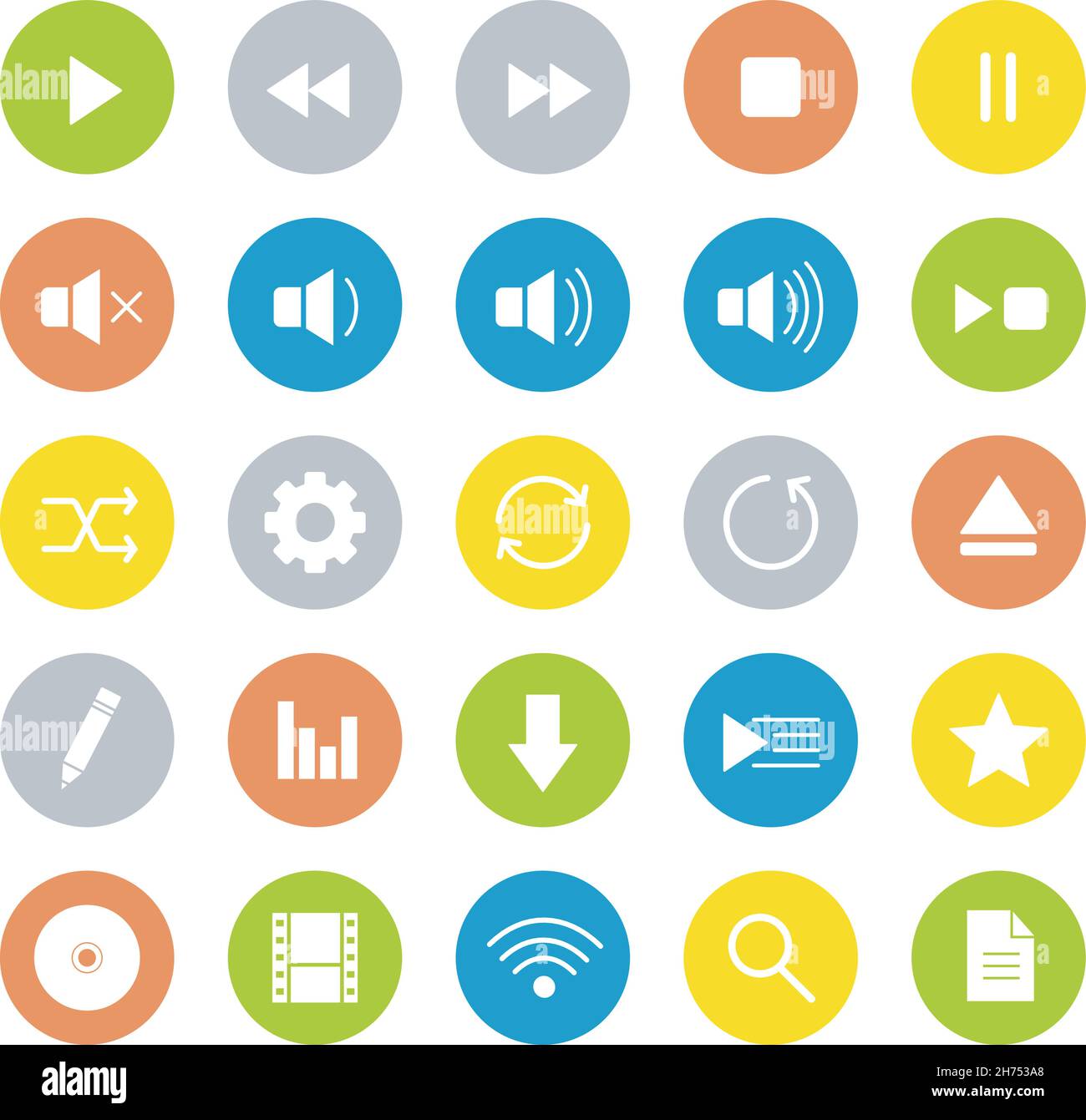 Light colors multimedia icons set Stock Vector Image & Art - Alamy