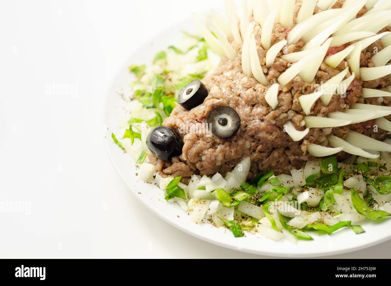 Traditional German dish called Mettigel, Mett served as a Mett hedgehog ...