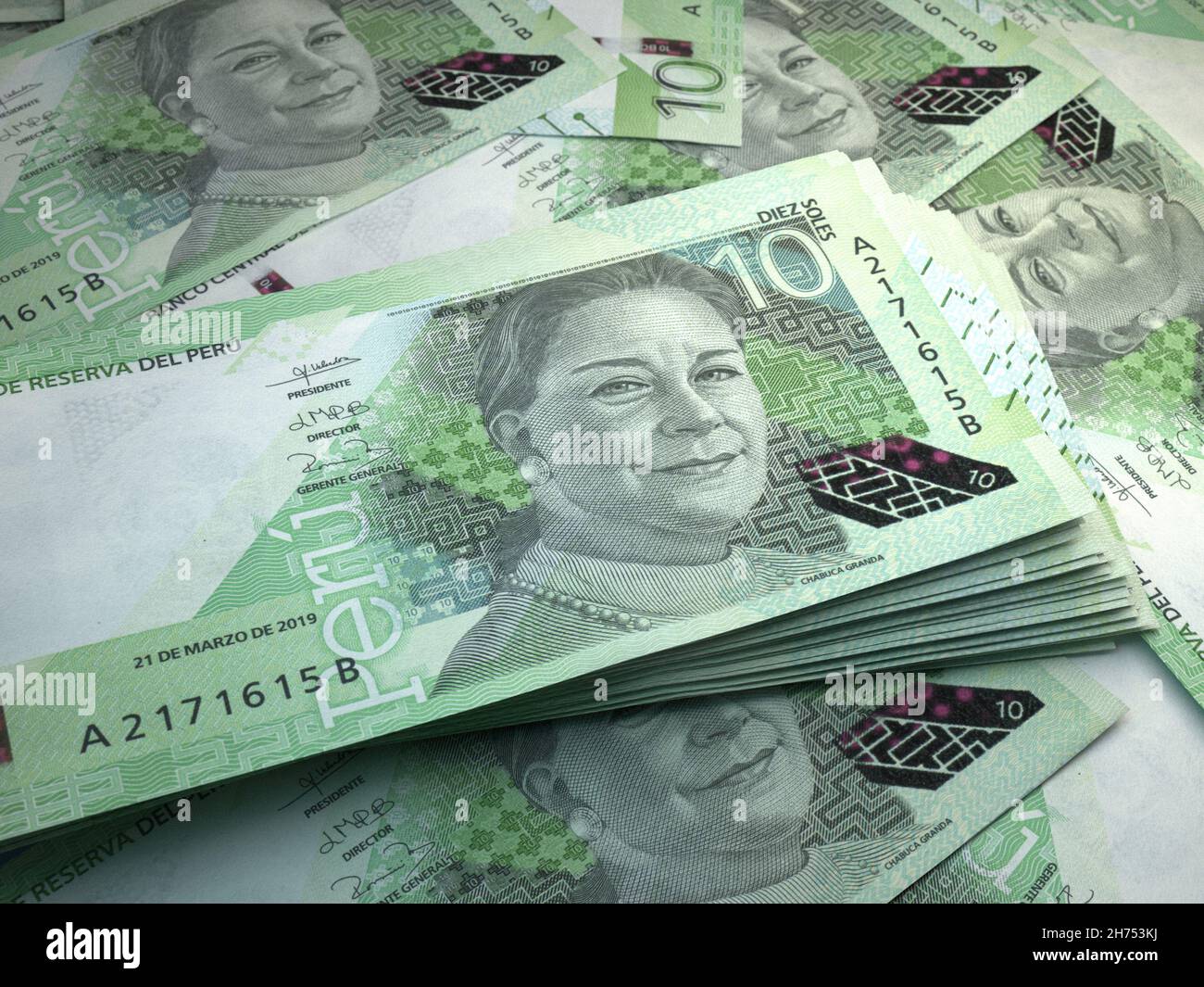 Money of Peru. Peruvian sol bills. PEN banknotes. 10 soles. Business ...