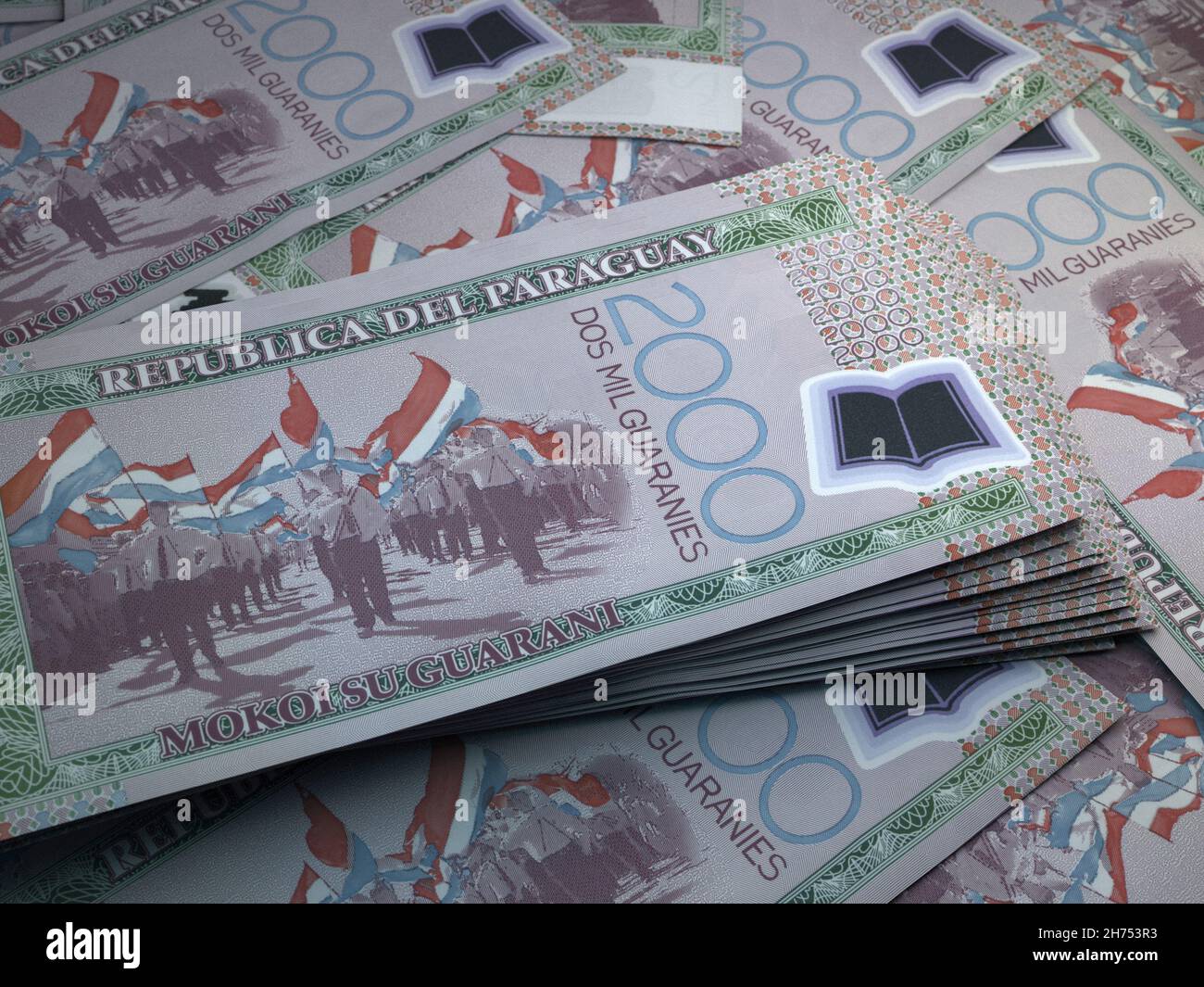 Money of Paraguay. Guarani bills. PYG banknotes. 2000 Spanish. Business ...