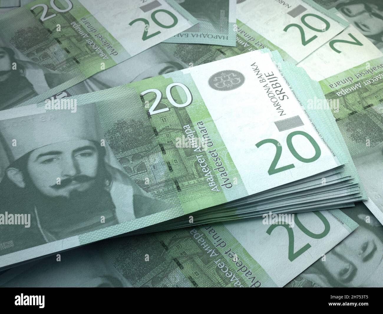 Money of Serbia. Serbian dinar bills. RSD banknotes. 20 dinari ...