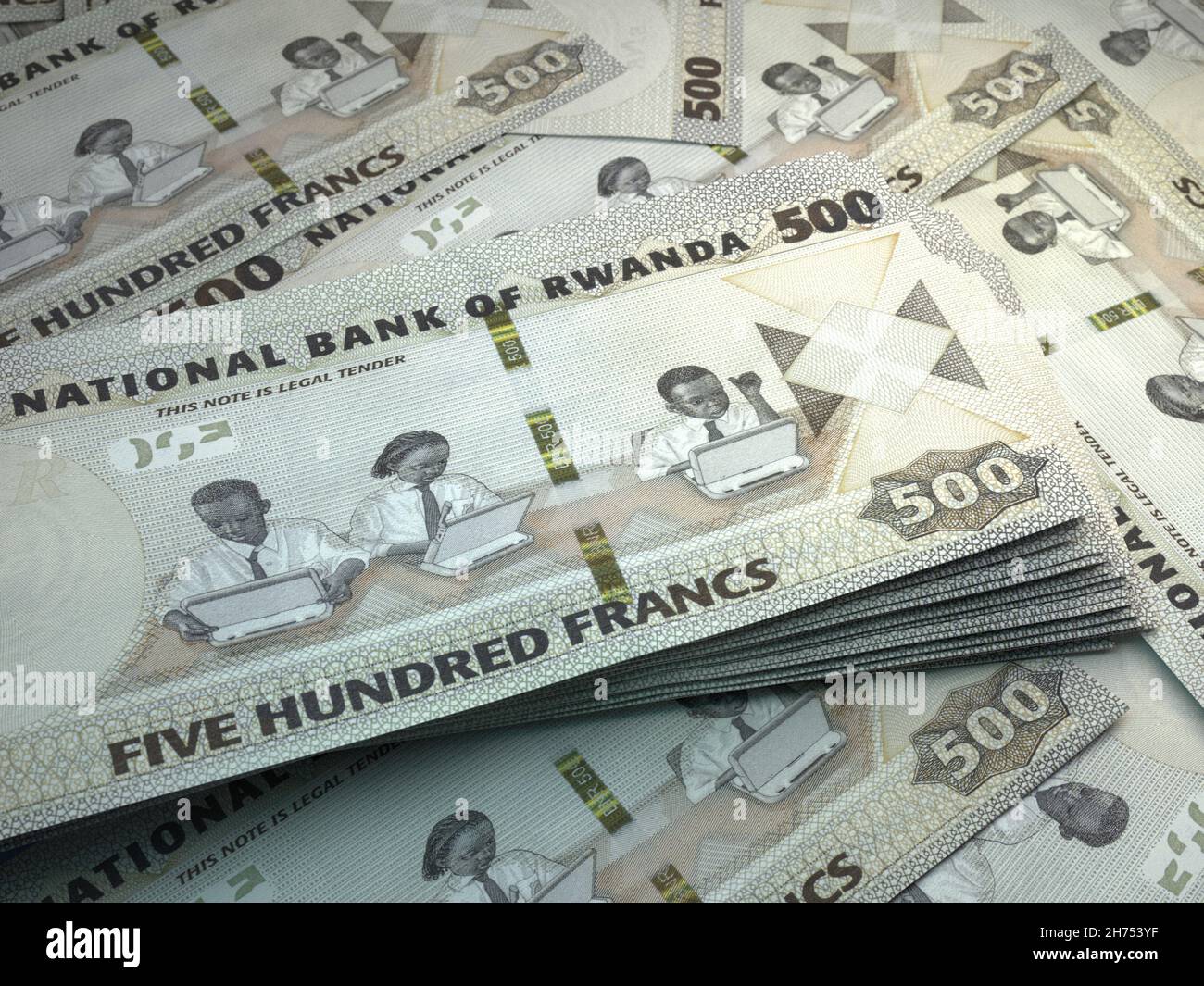 Money of Rwanda. Franc bills. RWF banknotes. 500 Francs. Business ...