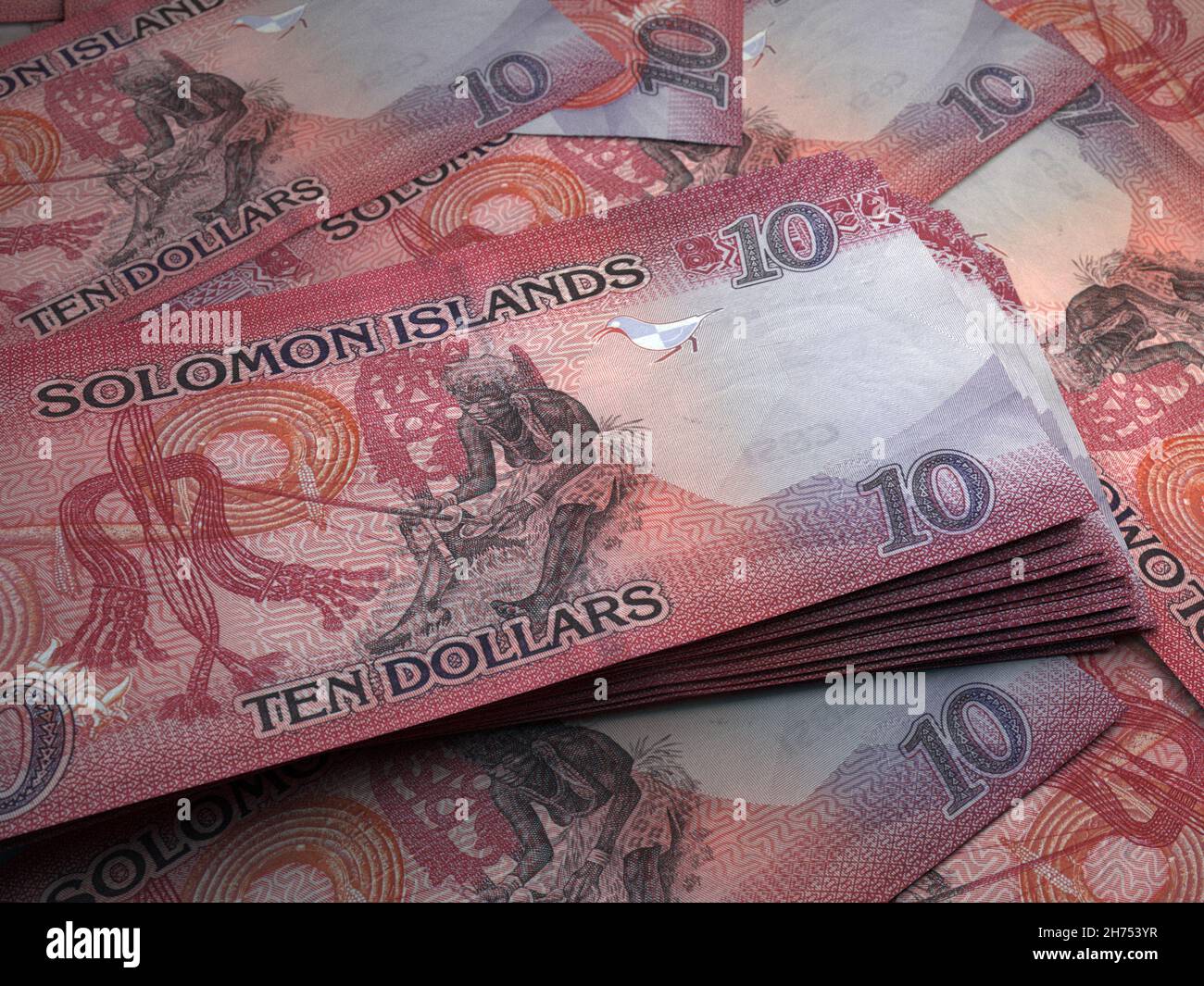 Money of Solomon Islands. Dollar bills. SBD banknotes. 10 Tok. Business ...