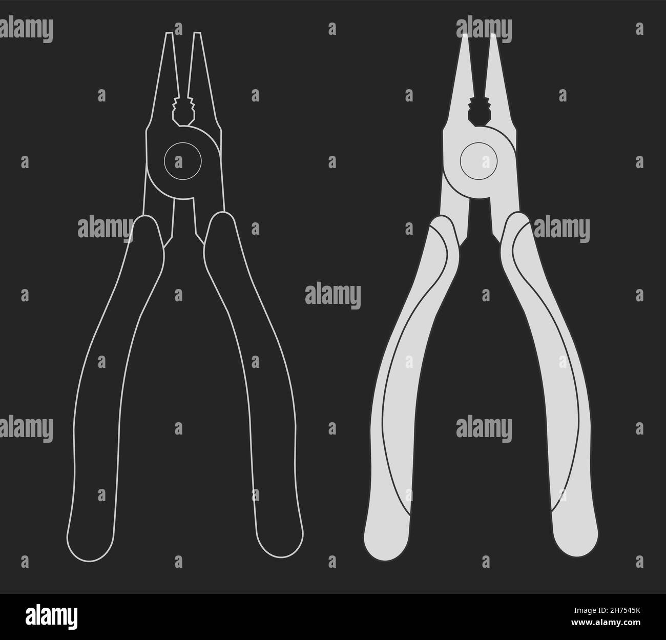 Construction rubber handle pliers icon. Chalk Stock Vector Image & Art ...