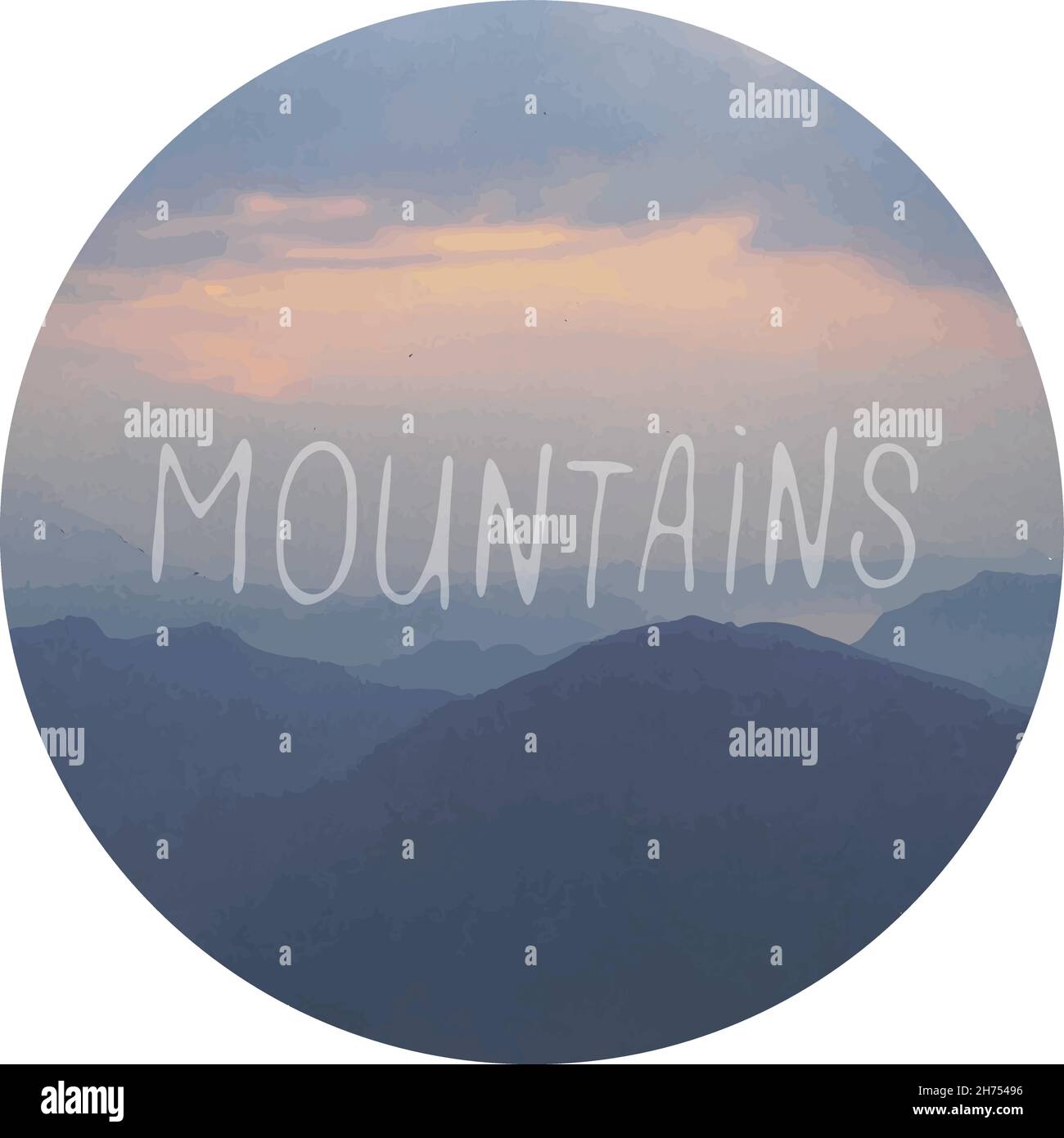 Mountains watercolor painting with sign Stock Vector Image & Art - Alamy