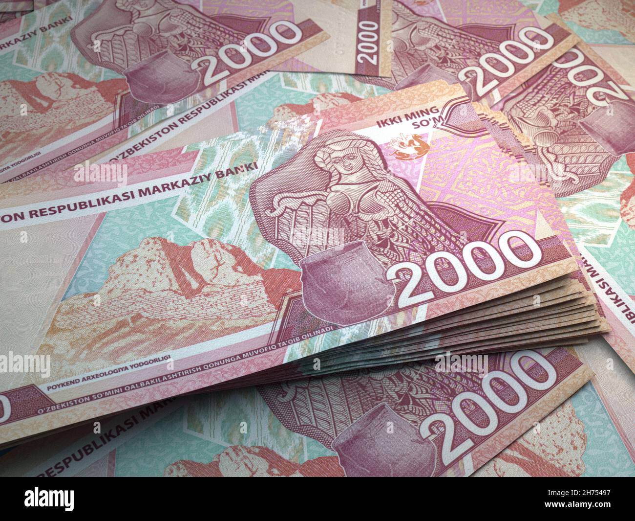 Money of Uzbekistan. Som bills. UZS banknotes. 2000 Uzbek. Business ...