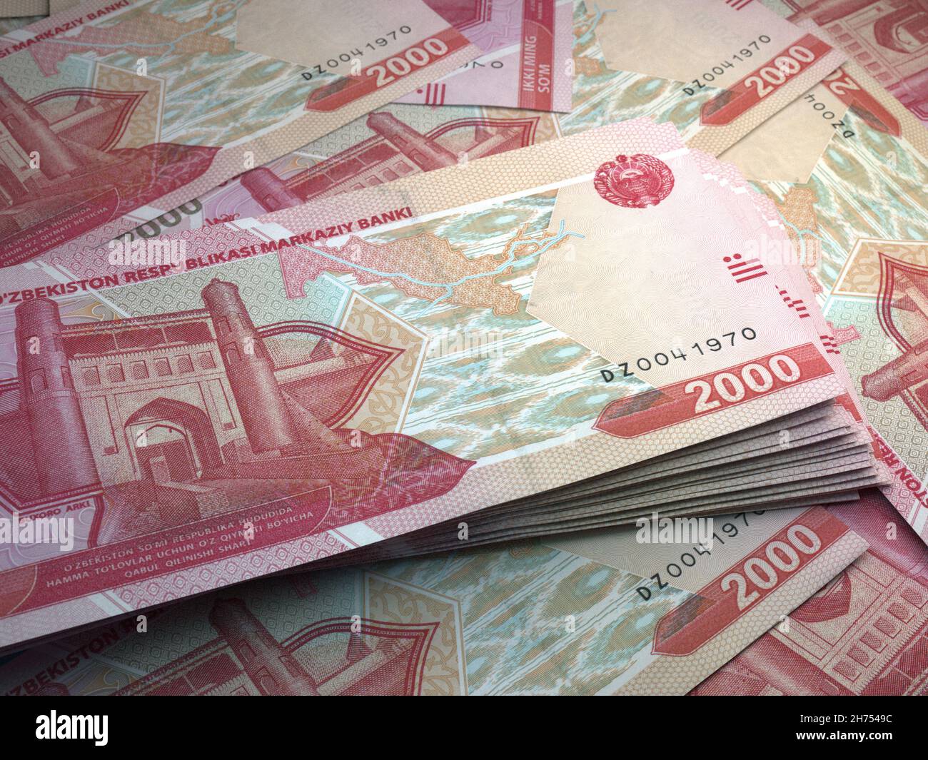Money of Uzbekistan. Som bills. UZS banknotes. 2000 Uzbek. Business ...