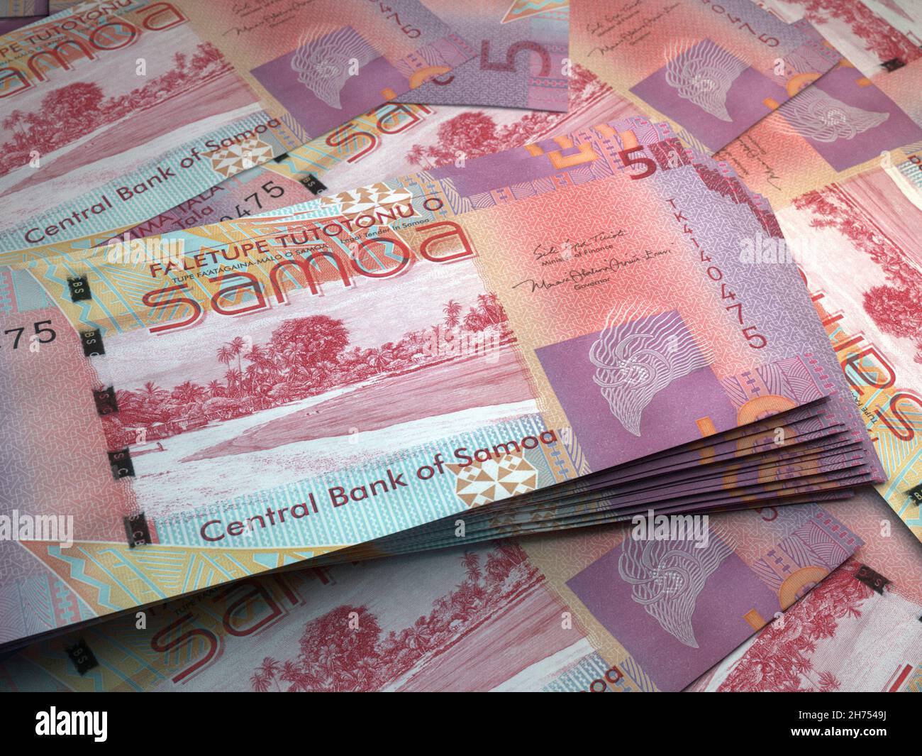 Money of Samoa. Tala bills. WST banknotes. 5 Samoan. Business, finance ...