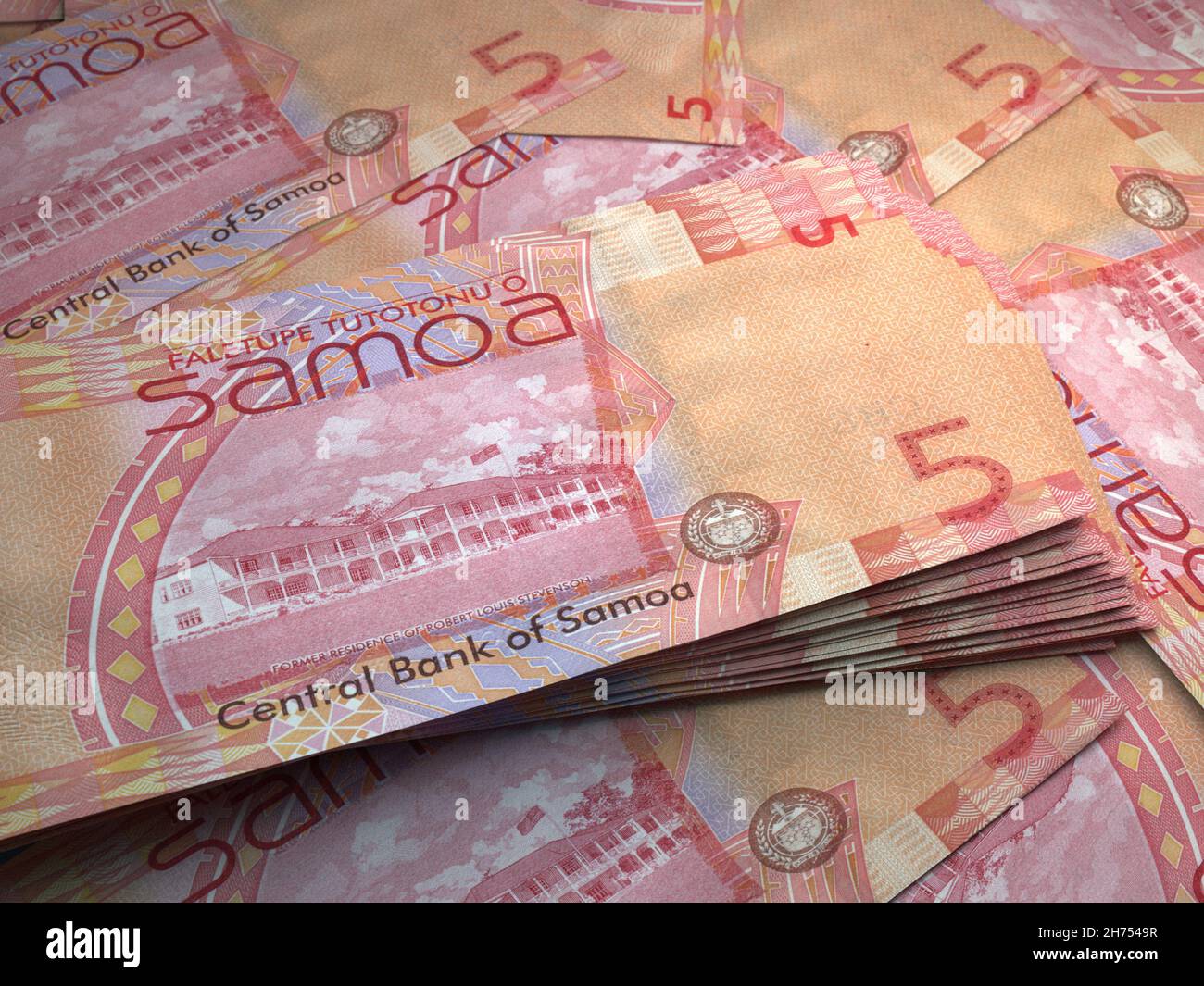 Money of Samoa. Tala bills. WST banknotes. 5 Samoan. Business, finance ...