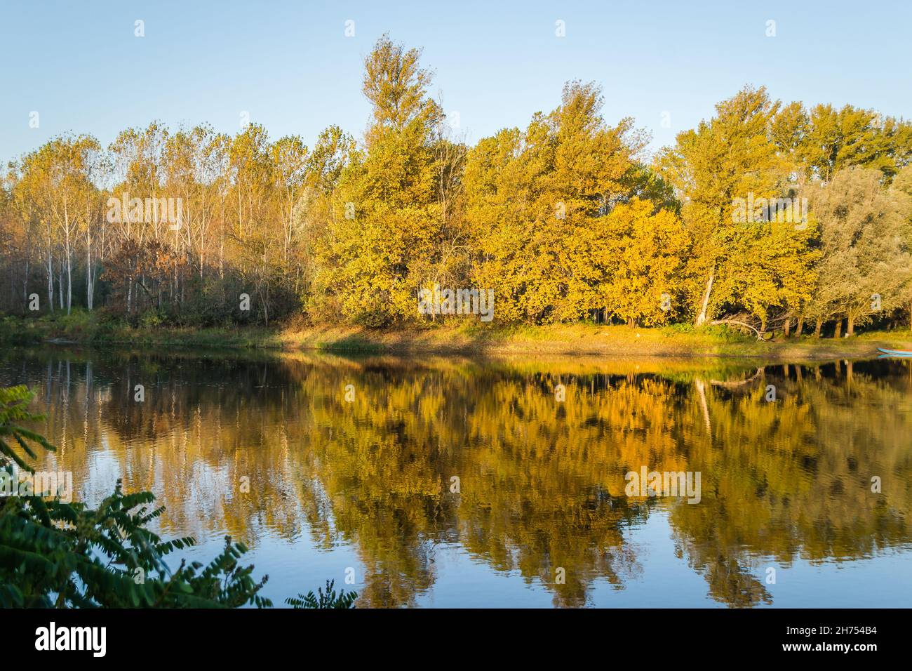 Begec, Serbia - October 30. 2021: Autumn panorama on the artificial ...