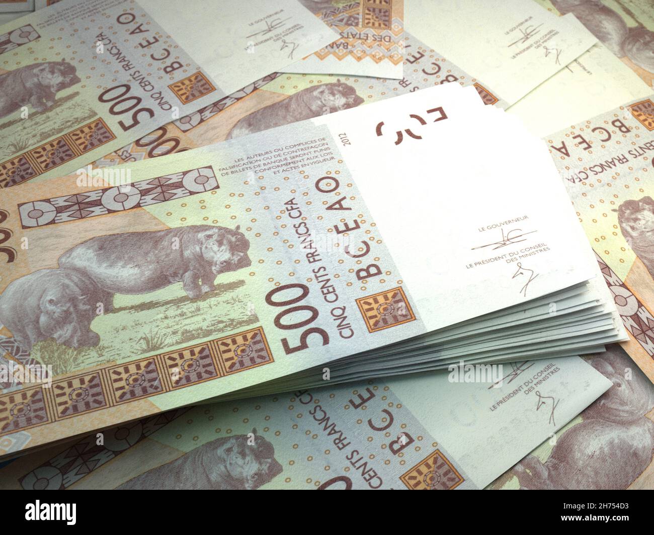 Money of West African franc. Franc bills. XOF banknotes. 500 French ...