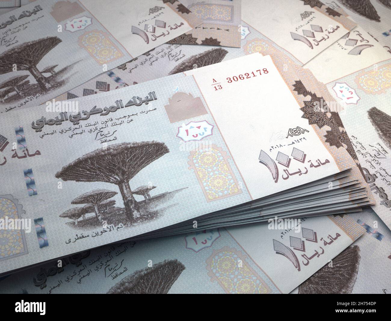 Money of Yemen. Rial bills. YER banknotes. 100 Arabic. Business ...