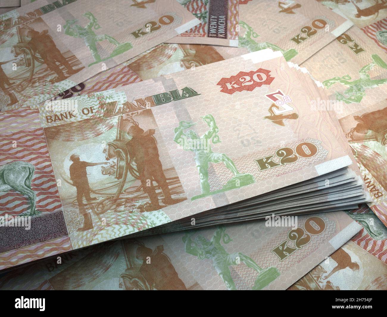 Money of Zambia. Kwacha bills. ZMW banknotes. 20 Bemba. Business ...
