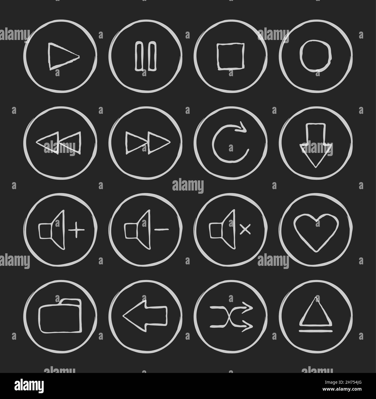 Multimedia hand drawn sketch icons set. Chalk Stock Vector Image & Art ...