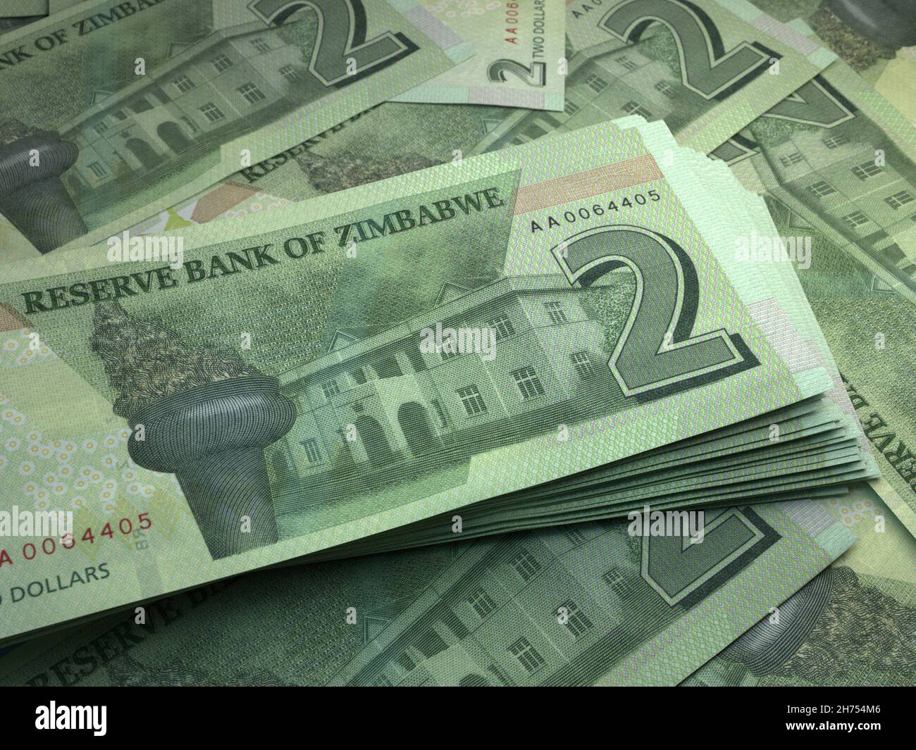 Money of Zimbabwe. Zimbabwean dollar bills. ZWL banknotes. 2 dollars ...