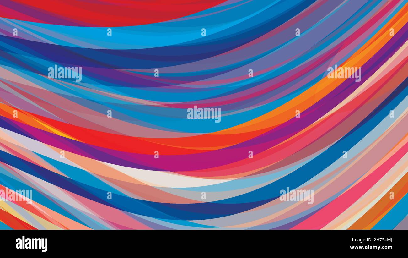 Abstract multicolor background with curved colorful saturated stripes ...