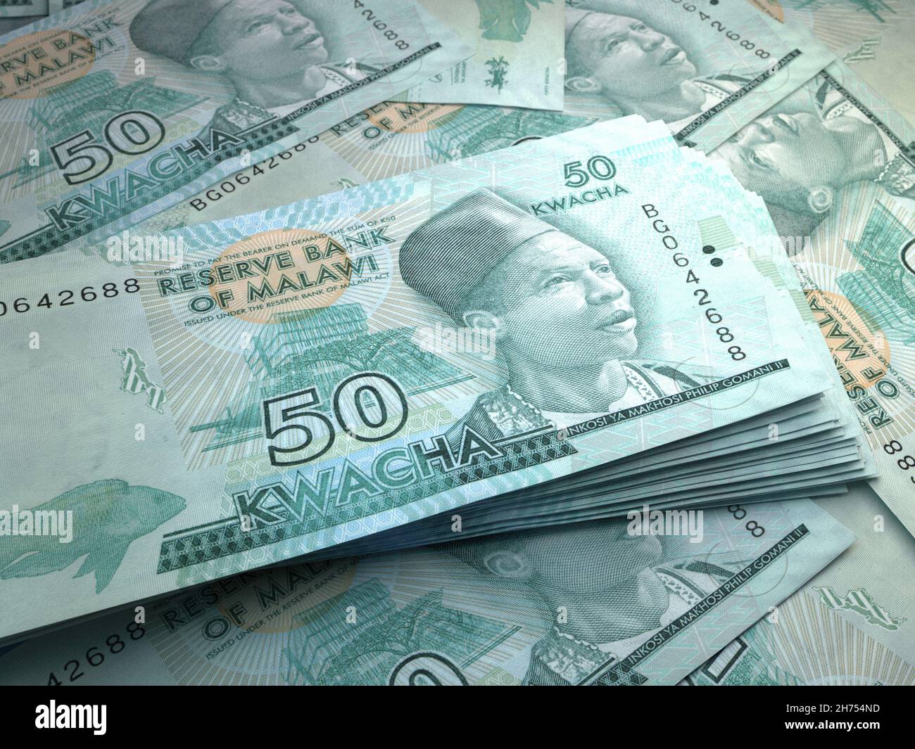 Money of Malawi. Kwacha bills. MWK banknotes. 50 Nyanja. Business ...