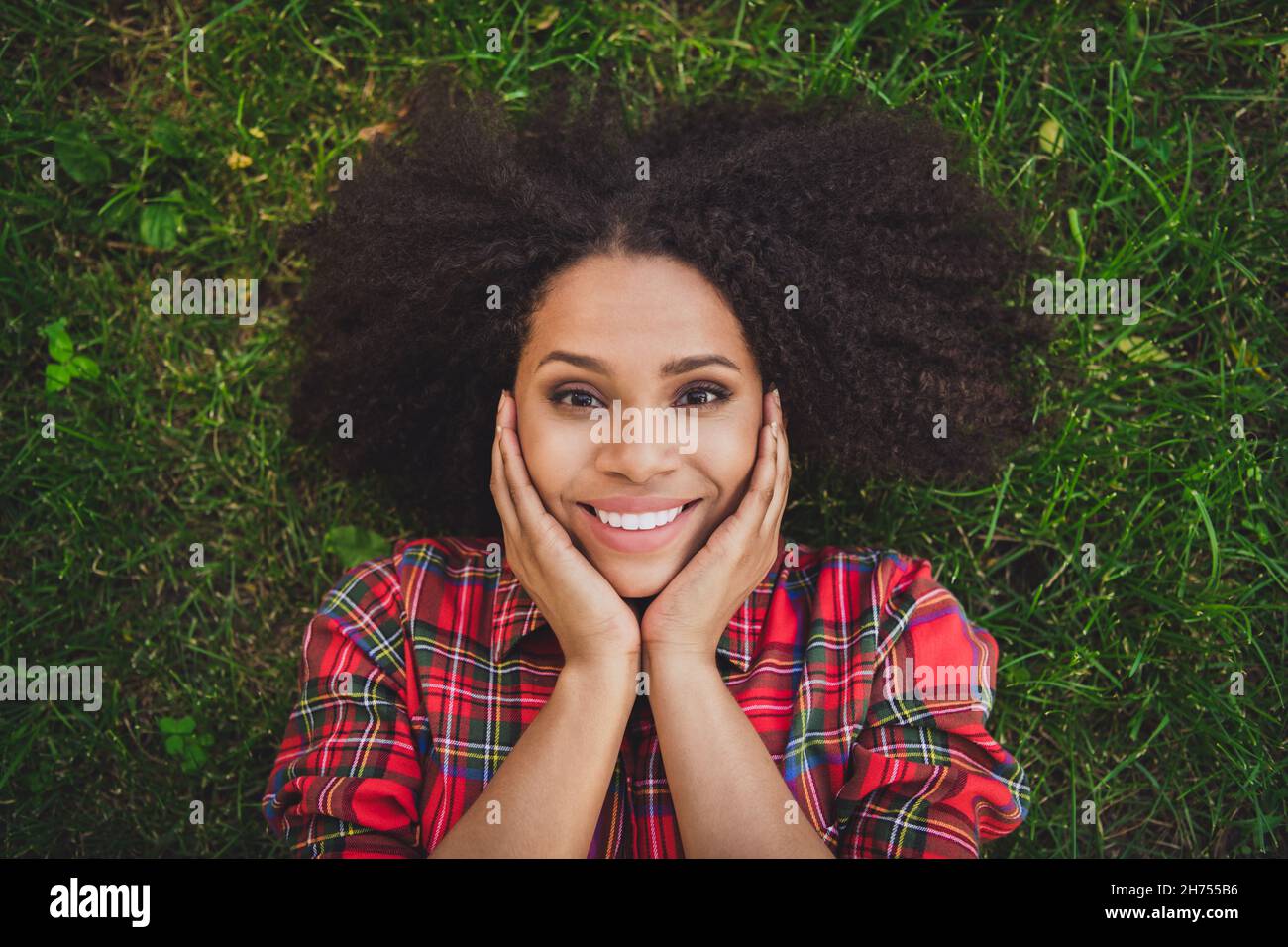 Top above high angle view portrait of attractive cheerful amazed girl ...