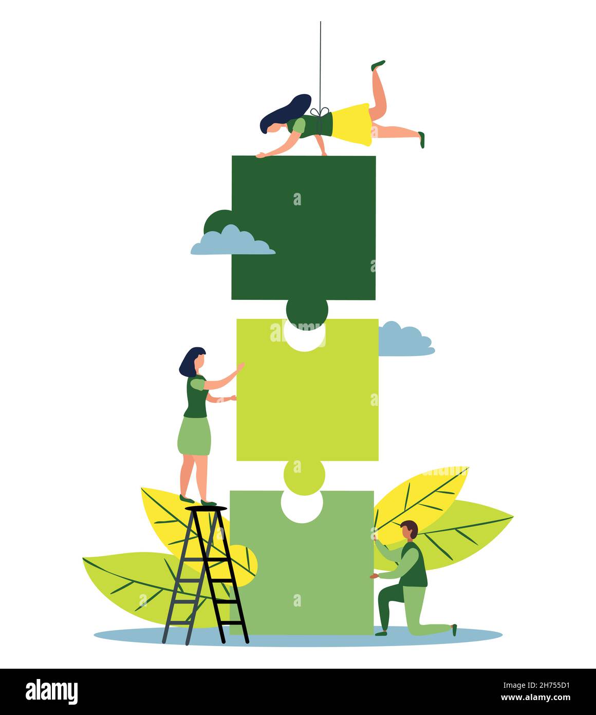 Business concept. Team metaphor. people connecting puzzle elements ...