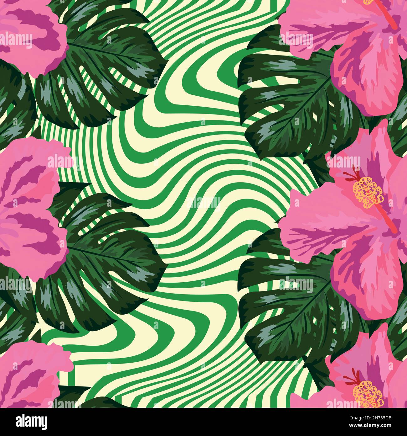 Hawaiian Print Background Green