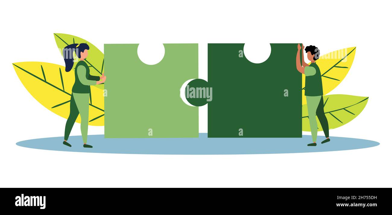 Business concept. Team metaphor. people connecting puzzle elements ...