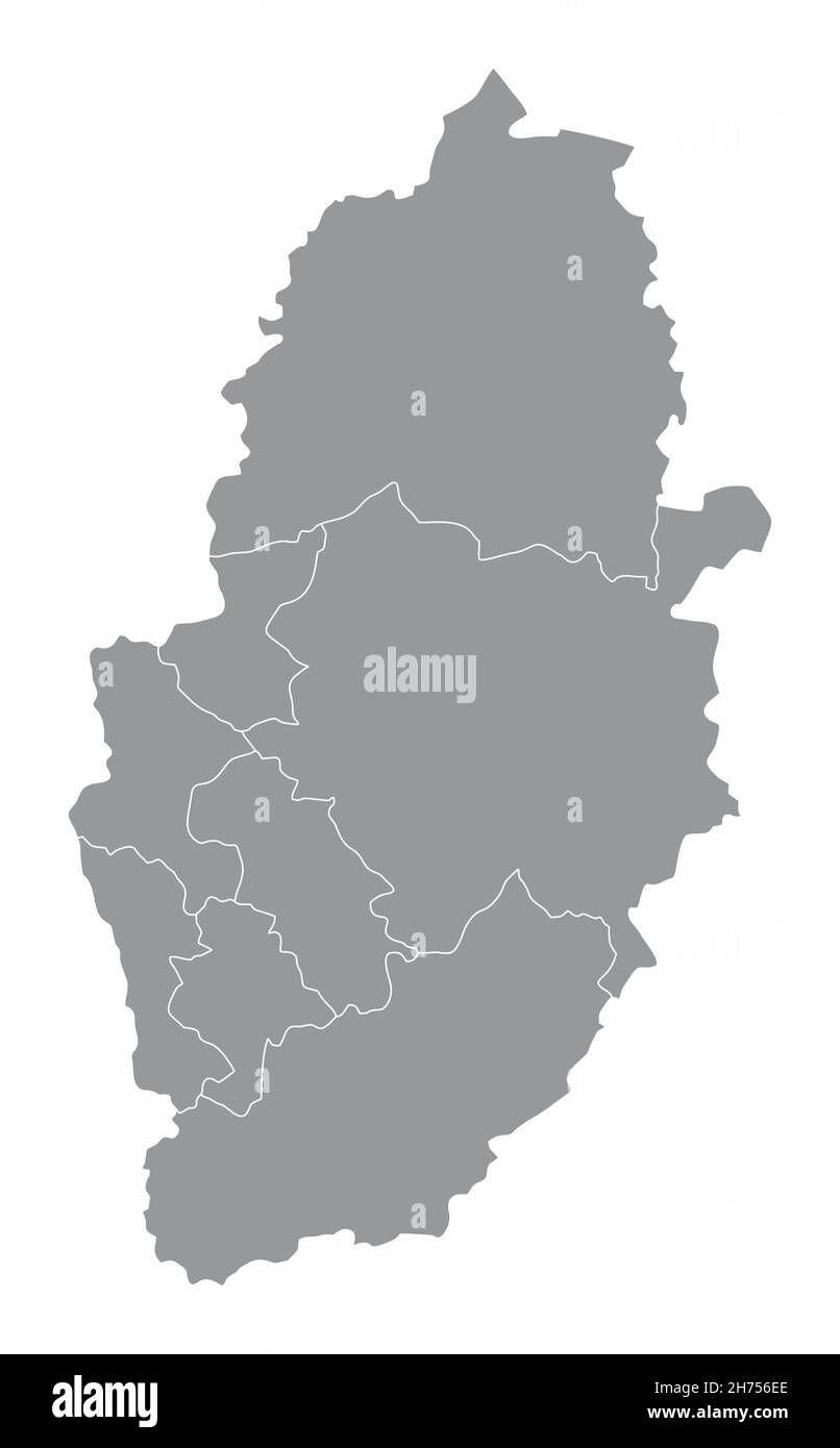 Nottinghamshire county administrative map isolated on white background ...