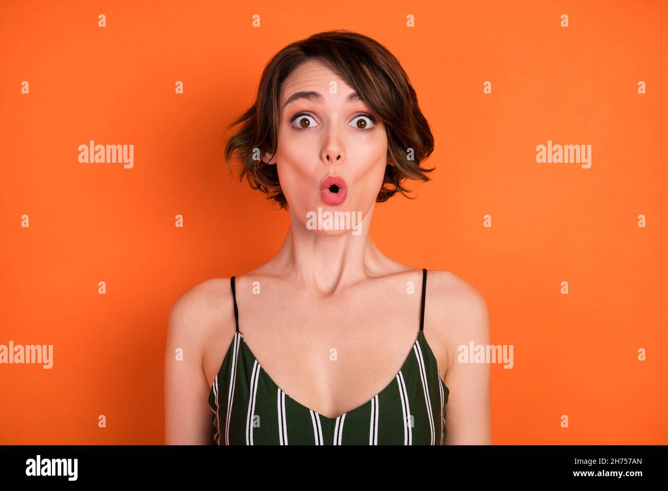 Photo of young girl amazed shocked surprised fake novelty news ...