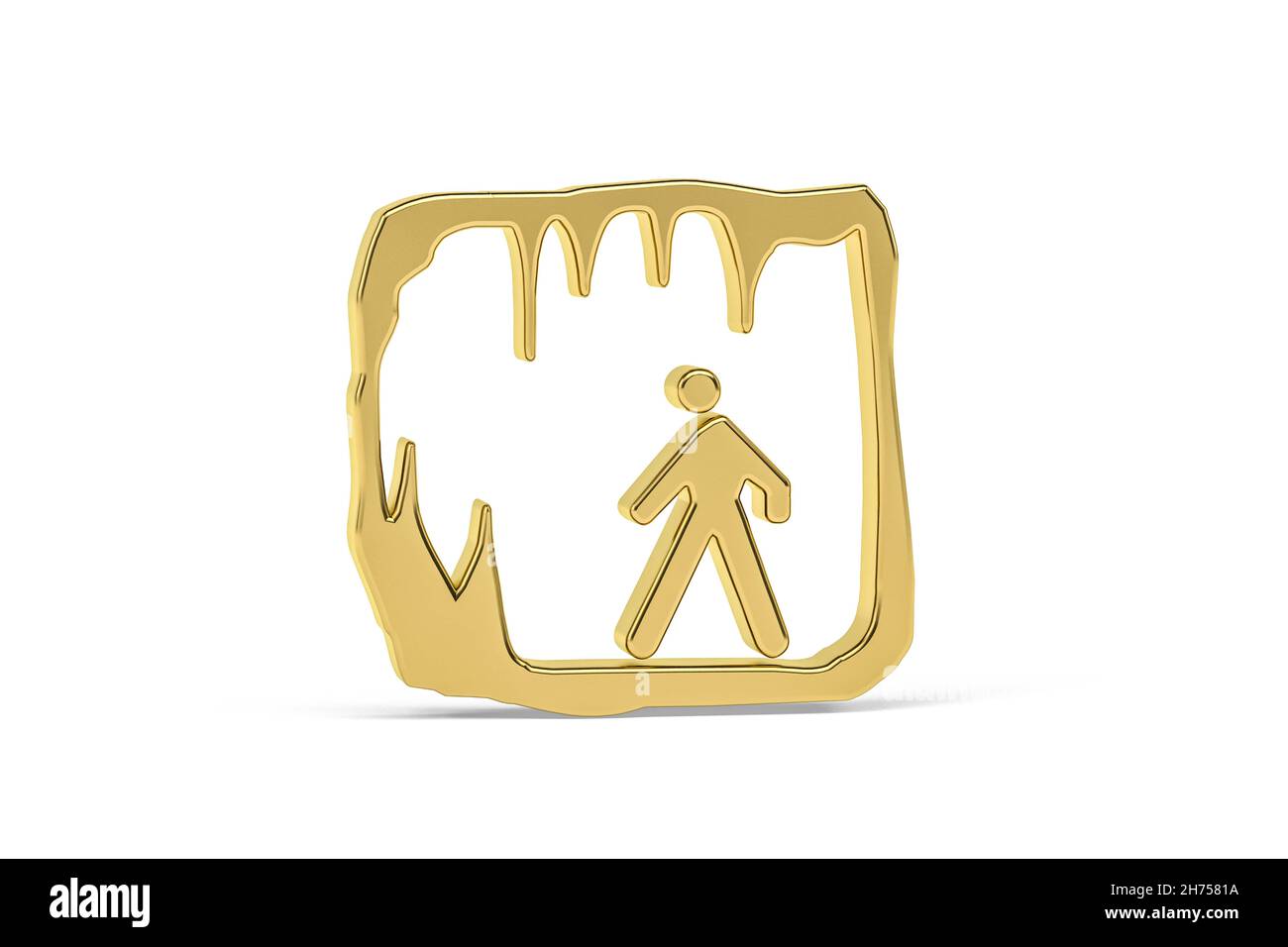 Golden 3d cave icon isolated on white background - 3d render Stock ...